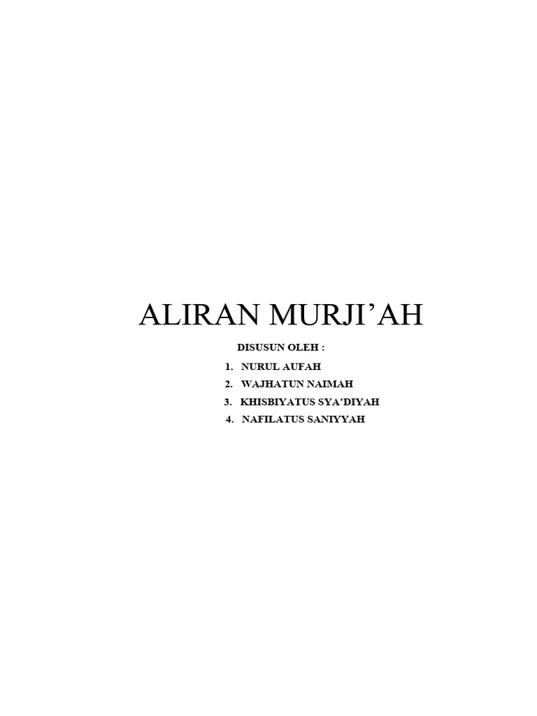Aliran Murji'ah | PDF | Ilmu Sosial | Agama & Spiritualitas