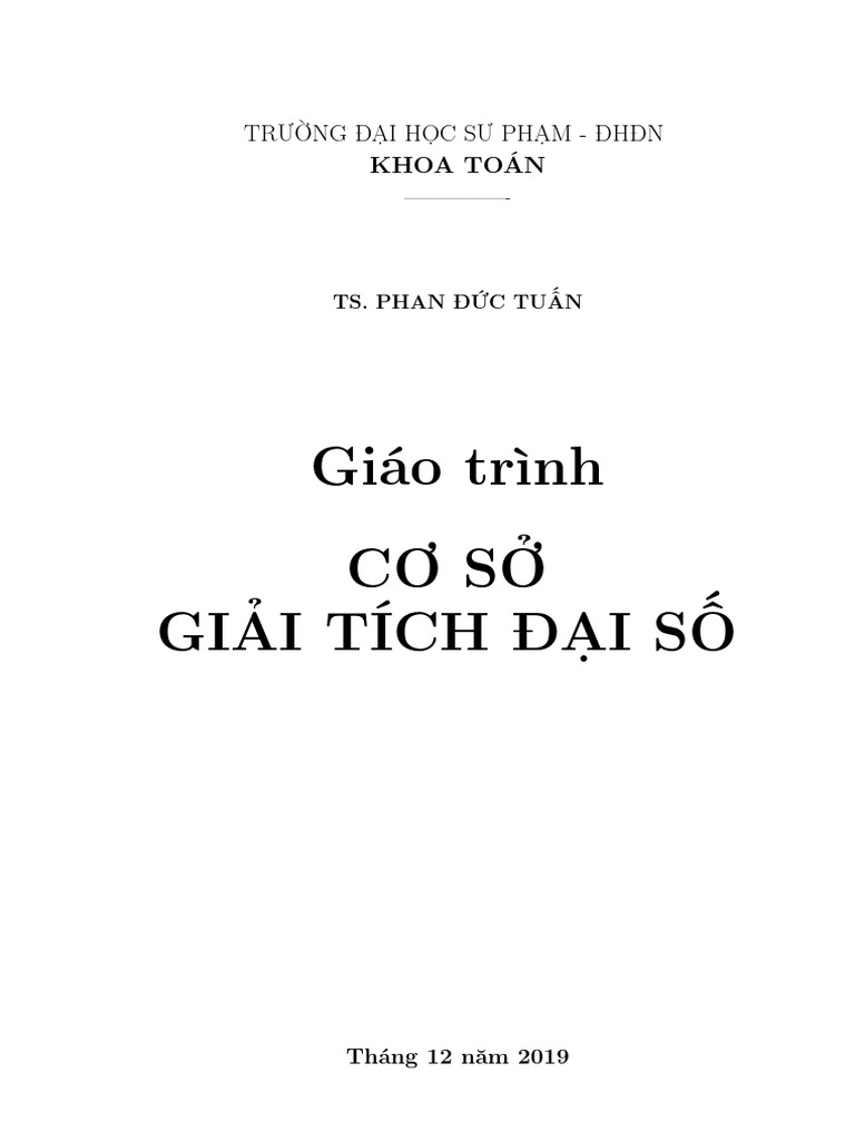 Giao Trinh Co So Giai Tich Dai So | PDF