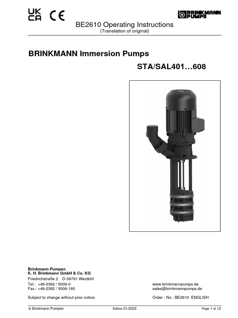 Sal-Sta401... 609 Brinkmann | PDF | Pump | Physical Sciences