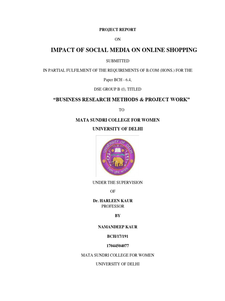 Namandeep Kaur - 191 (BRM Project) | PDF | Online Shopping | Popular Culture & Media Studies