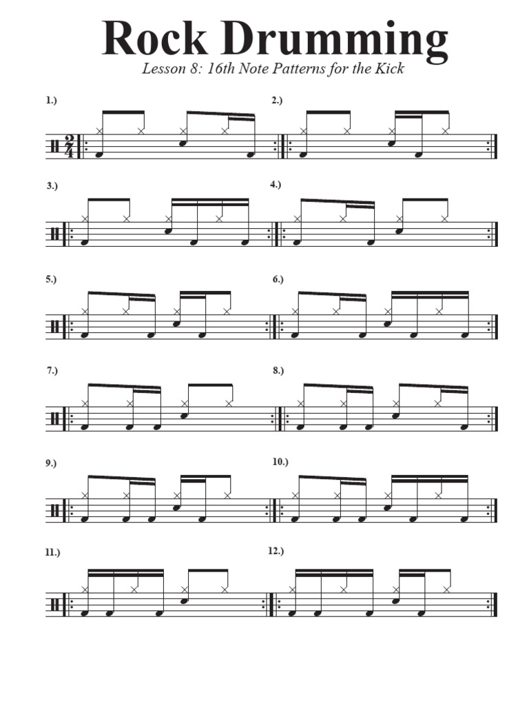 16th Note Patterns for Kick Drumming | PDF