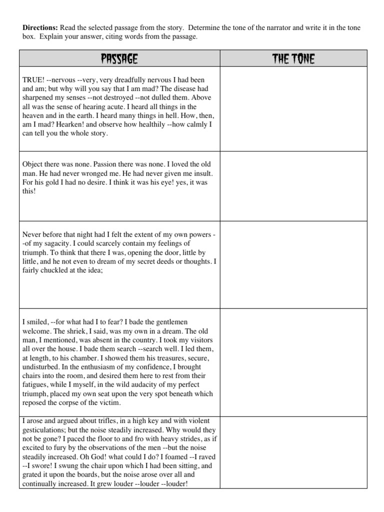 Tell Tale Heart Mood and Tone (Dragged) 2 | PDF
