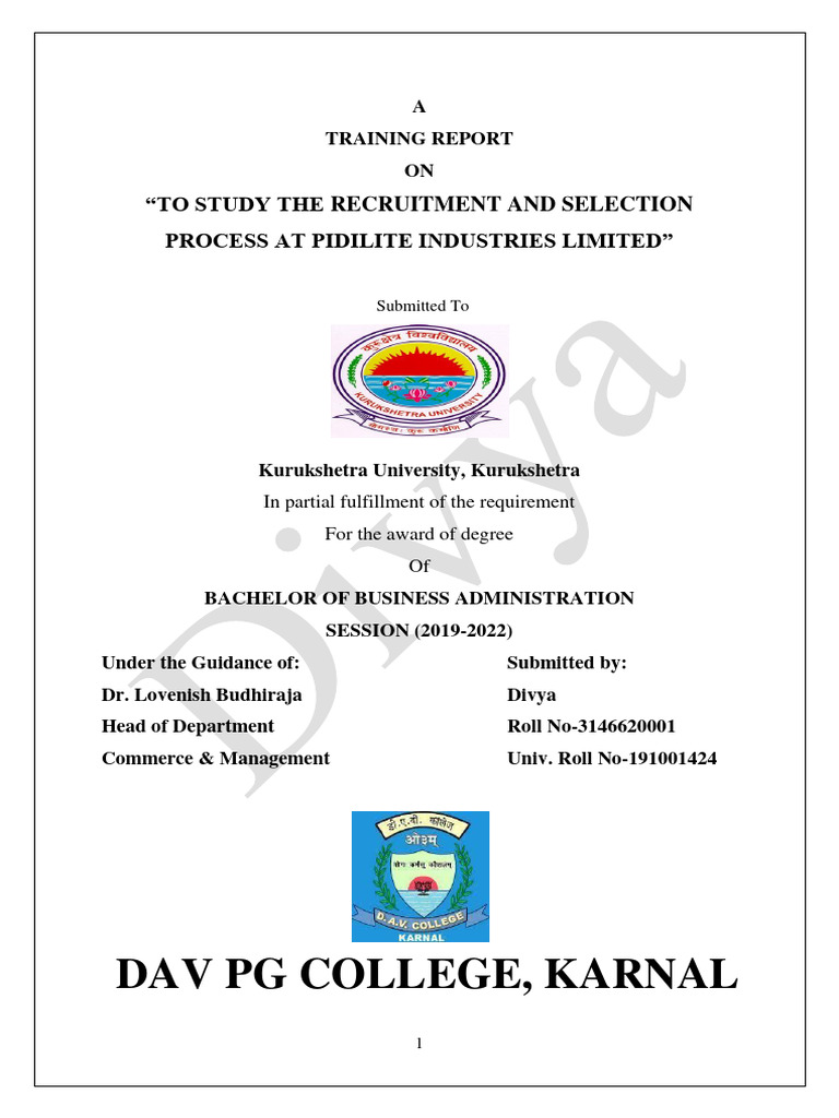 Divya Report | PDF | Recruitment | Human Resource Management