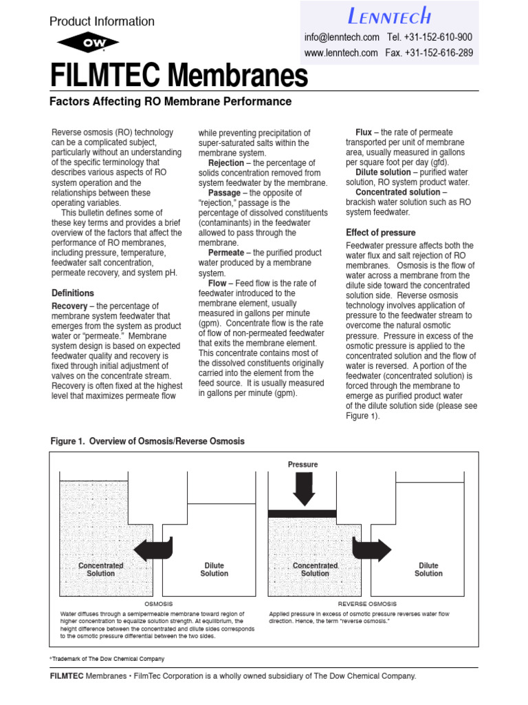Filmtec Affecting RO Membrane Performance L | PDF | Membrane | Osmosis