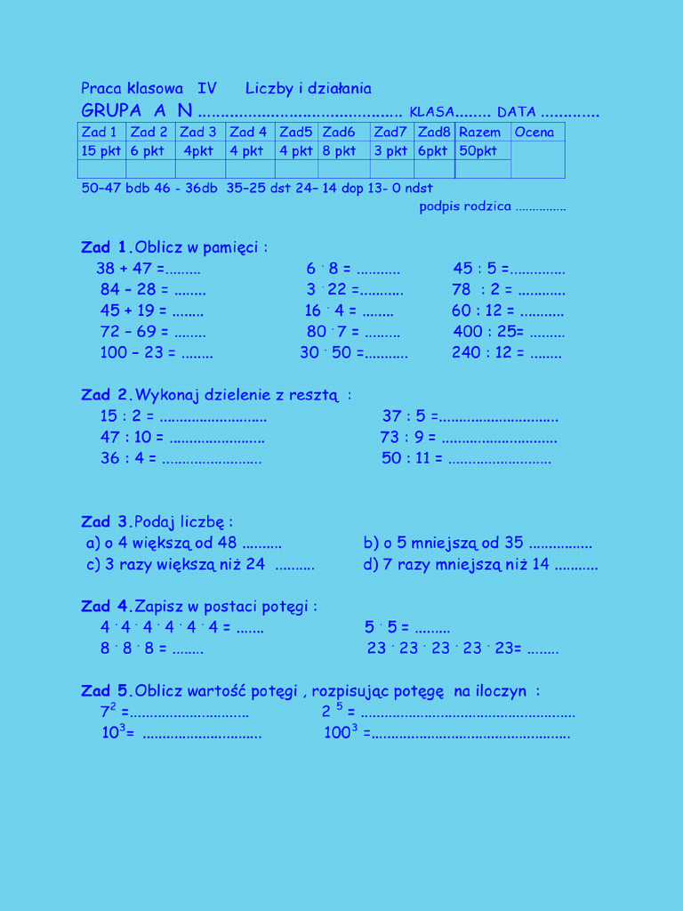 Blue Maths Test Pdf
