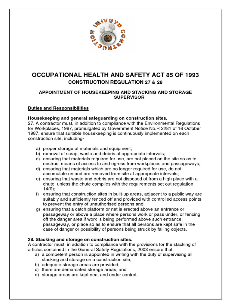 Stacking and Storage Supervisor Appointment | PDF | Housekeeping ...