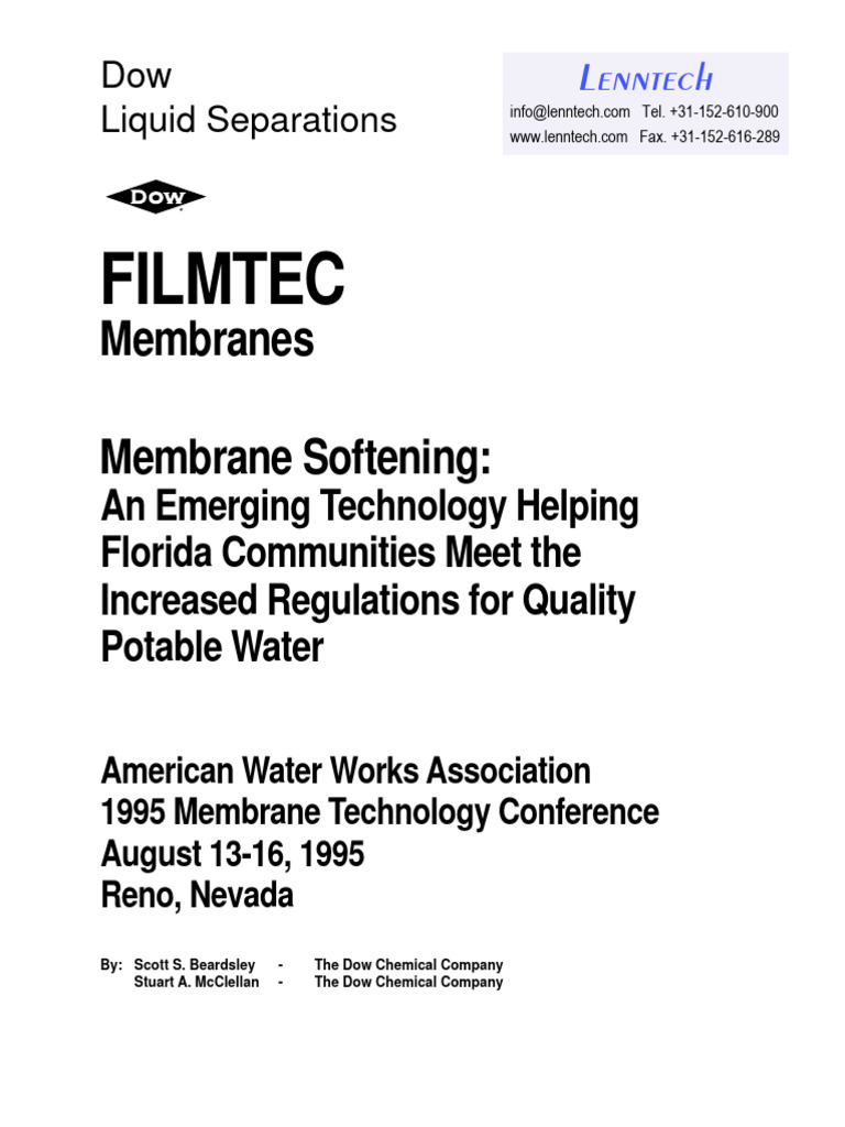 Filmtec Membrane Softening L | PDF | Membrane | Water Purification