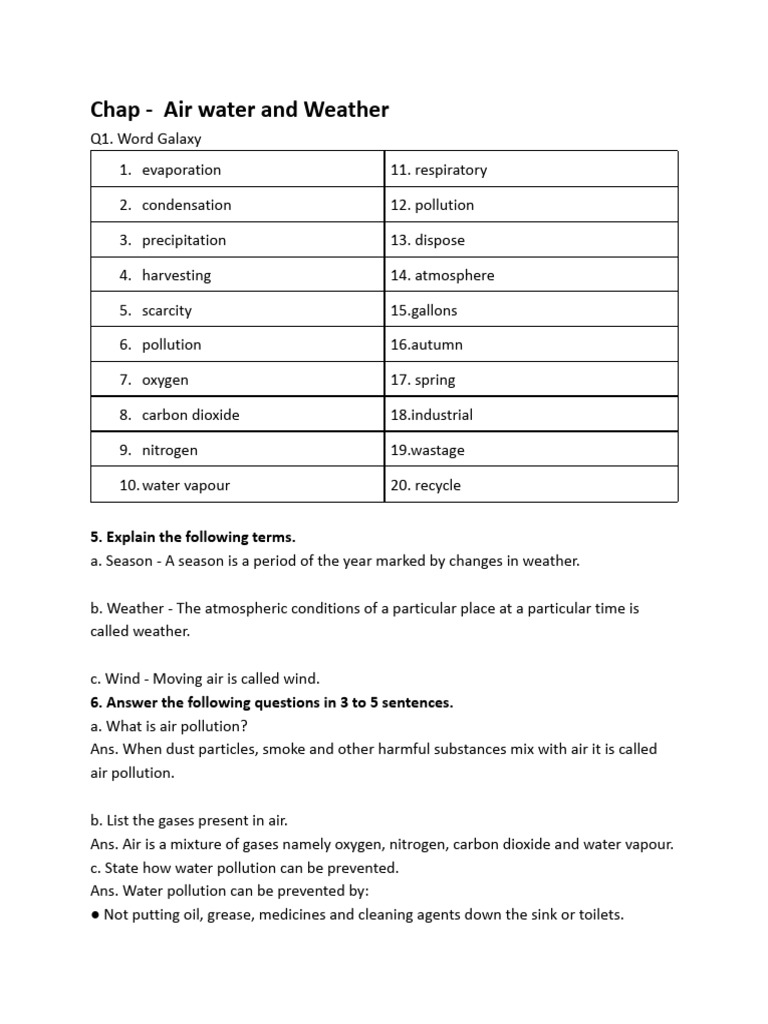Notes - Air Water and Weather | PDF | Atmosphere Of Earth | Water