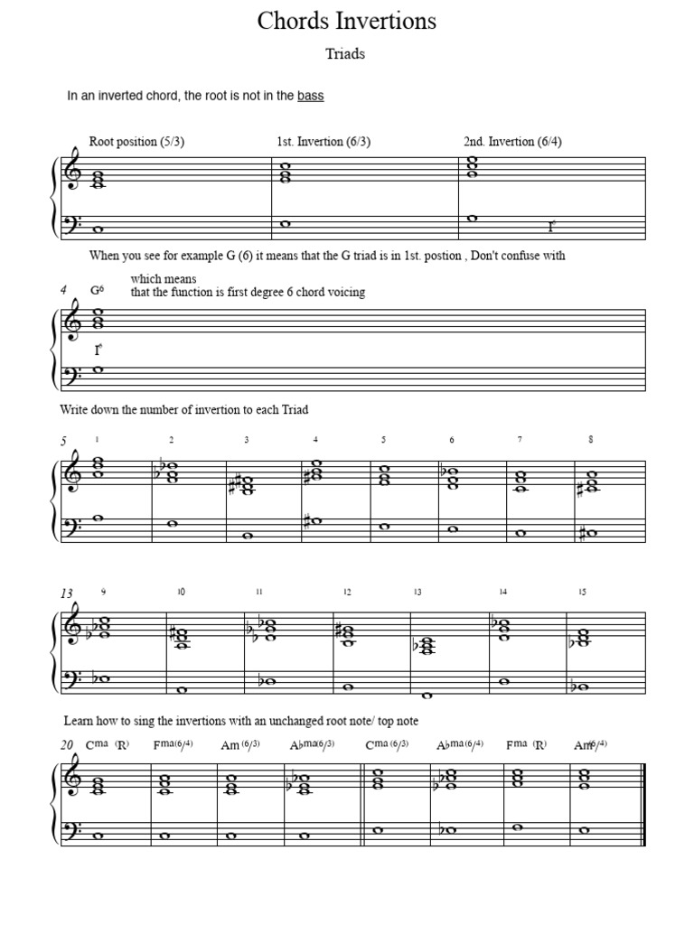 Chords Invertions - Traids | PDF | Chord (Music) | Pitch (Music)