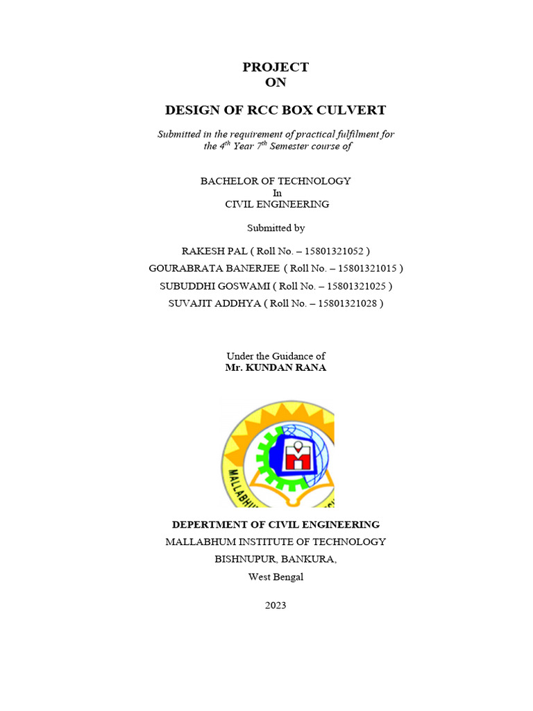 Design of RCC Culvert Part-1 | PDF | Stress (Mechanics) | Structural Load