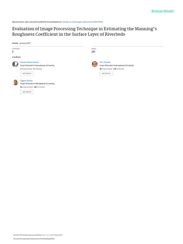 ImageProcessing ManningRoughness | PDF