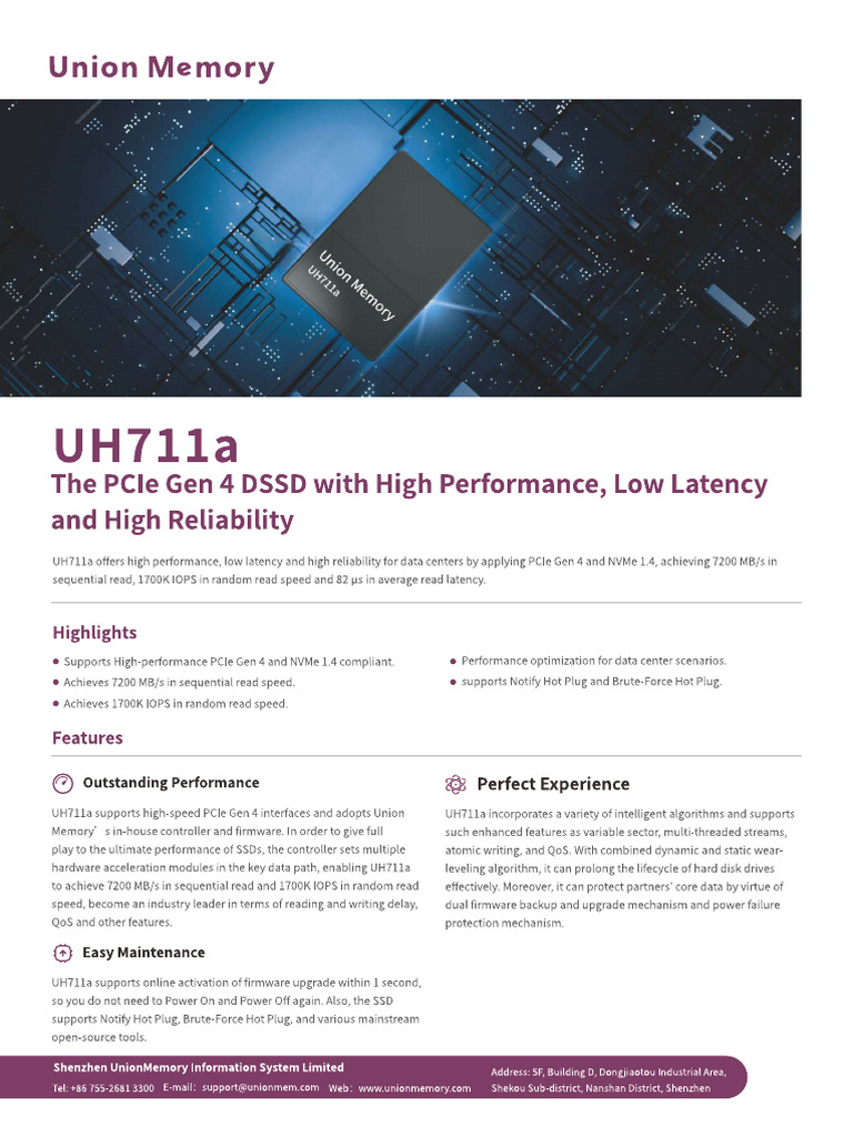Union Memory UH711a Datasheet V2.4 | PDF