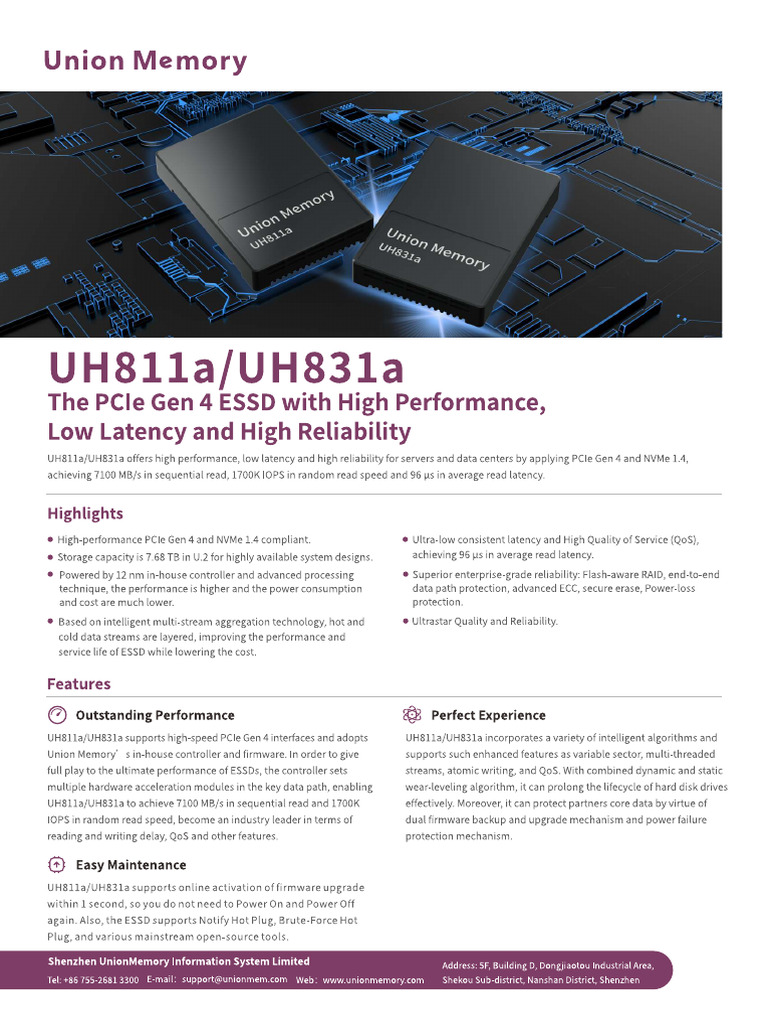 Union Memory UH811a/UH831a Datasheet V2.4 | PDF