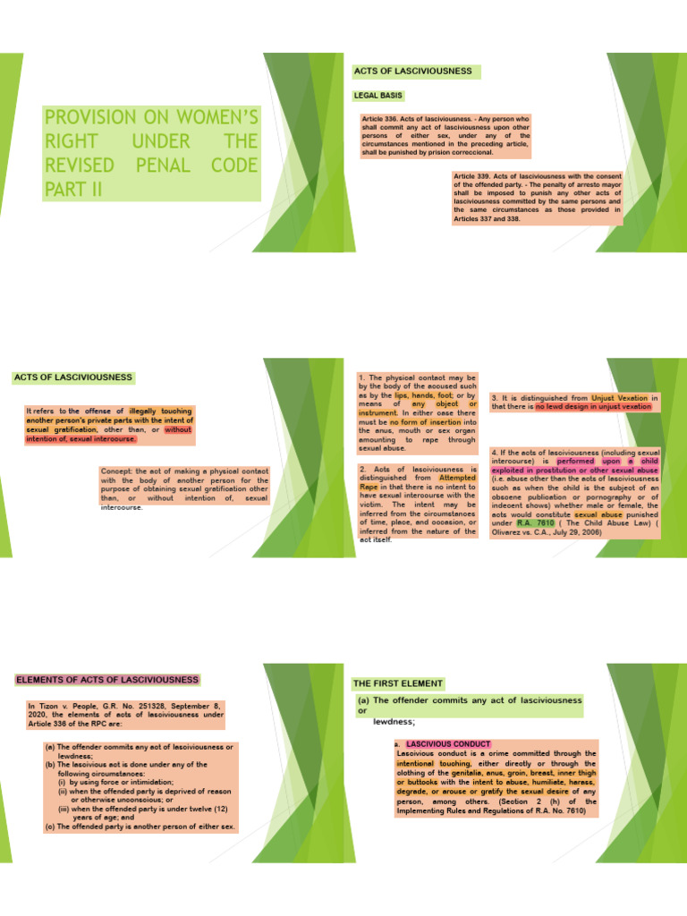 Viii. Provision On Womens Right Under The Revised Penal Ii | PDF ...
