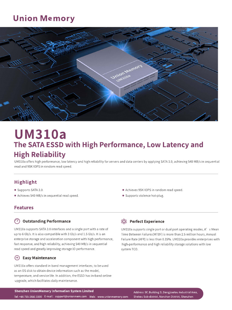 Union Memory UM310a Datasheet V2.4 | PDF