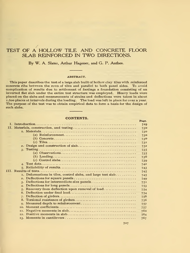 Test of Hollow Tile and Concrete Floor Slab Reinforced in Two ...