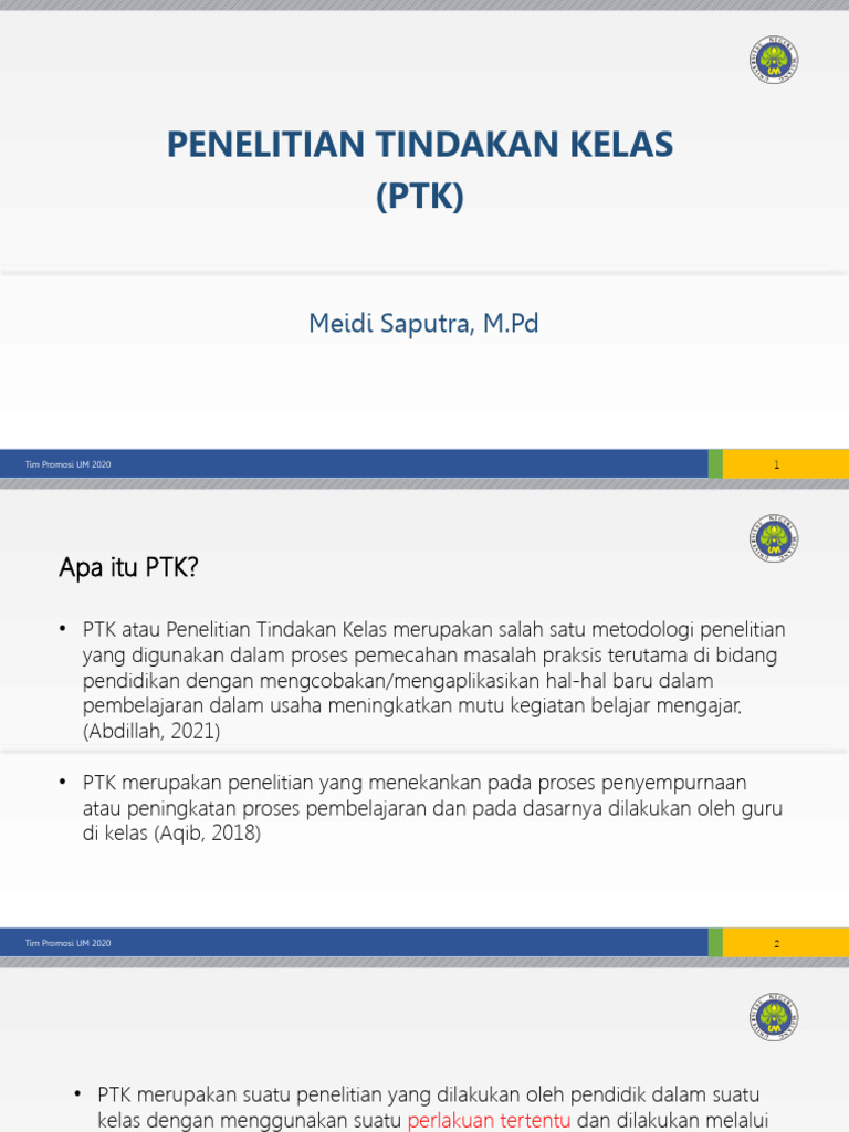 Penelitian Tindakan Kelas (PTK) : Meidi Saputra, M.PD | PDF | Karier & Perkembangan | Bisnis