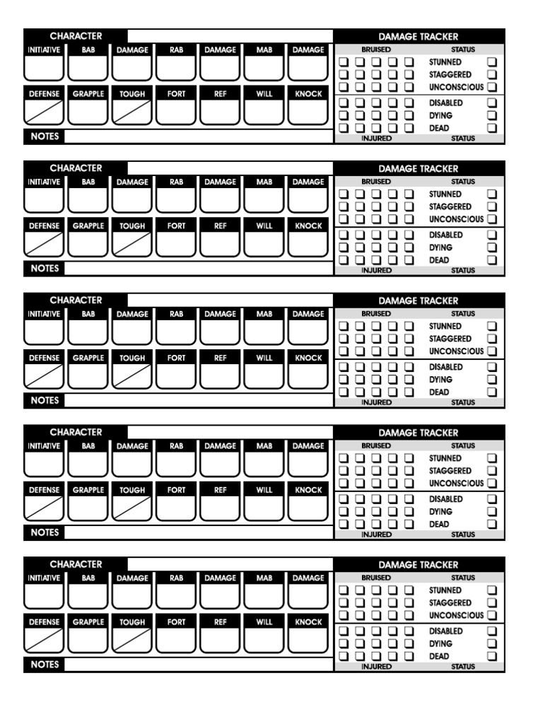 Combat Tracking Sheet | PDF