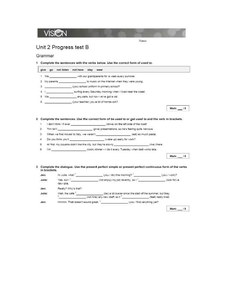 Present Perfect Sim Con Used To Be Used To Get Used To | PDF