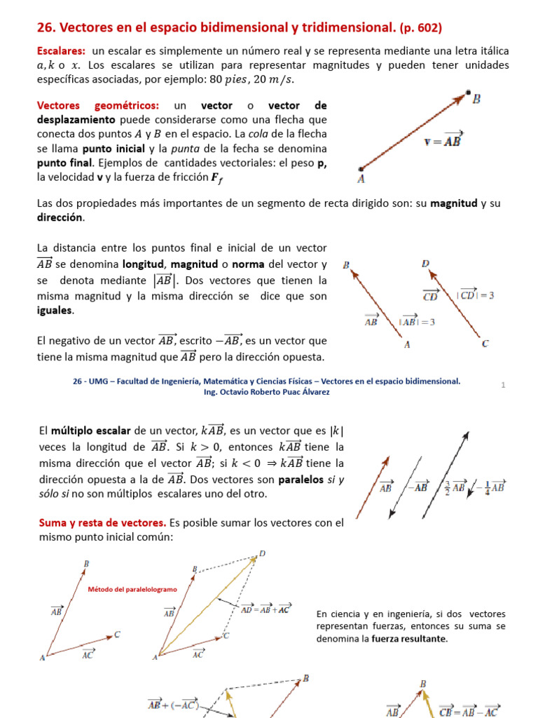 Vectores en El Espacio Bidimensional | PDF | Vector Euclidiano | Escalar (Matemáticas)