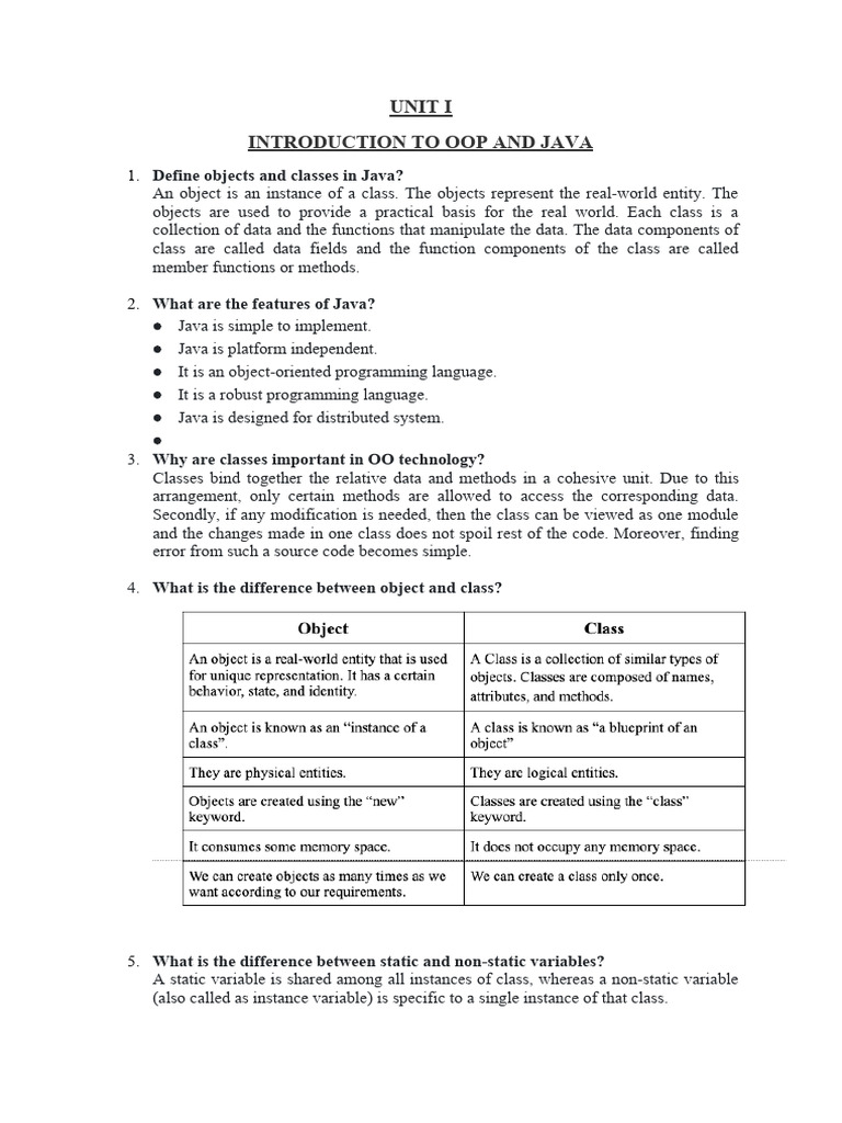 Unit I Two Marks Pdf Method Computer Programming Inheritance Object Oriented Programming