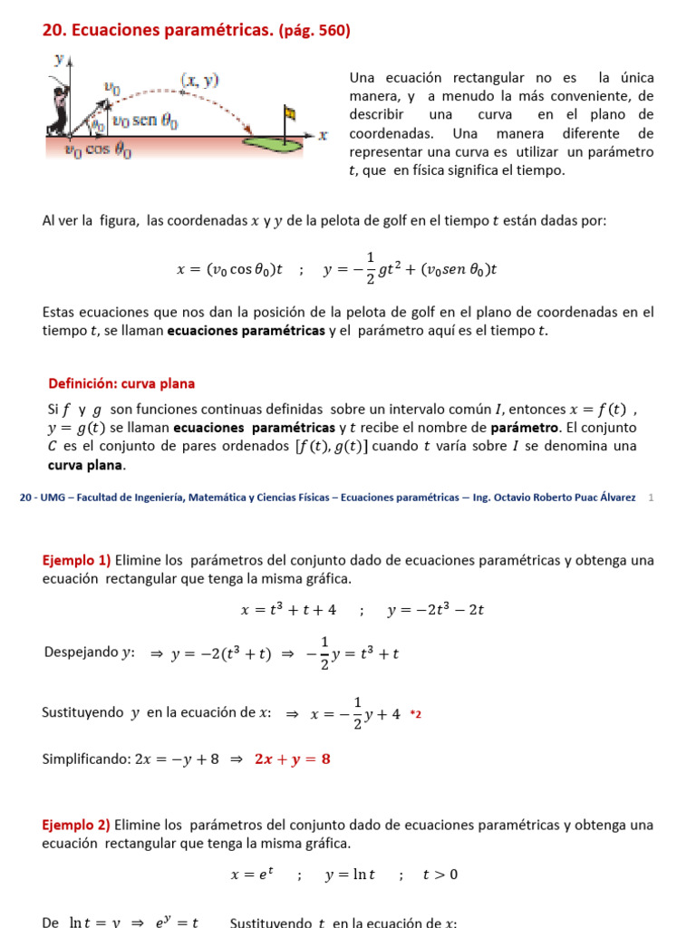 Ecuaciones Paramétricas | PDF | Ecuaciones | Variable (Matemáticas)