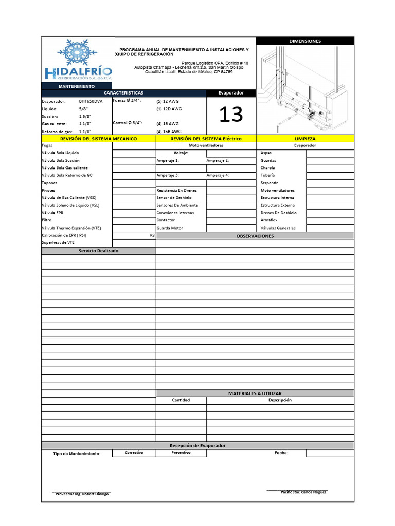 Formato de Mtto Evaporadores | PDF | Líquidos | Física Aplicada e Interdisciplinaria