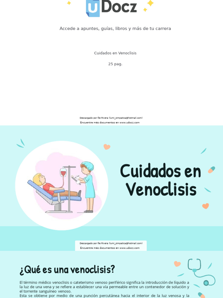 Cuidados Esenciales en Venoclisis | PDF | Terapia intravenosa ...