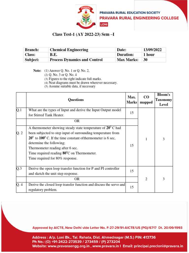 PDC-Test With Solution | PDF | Stability Theory | Control Theory