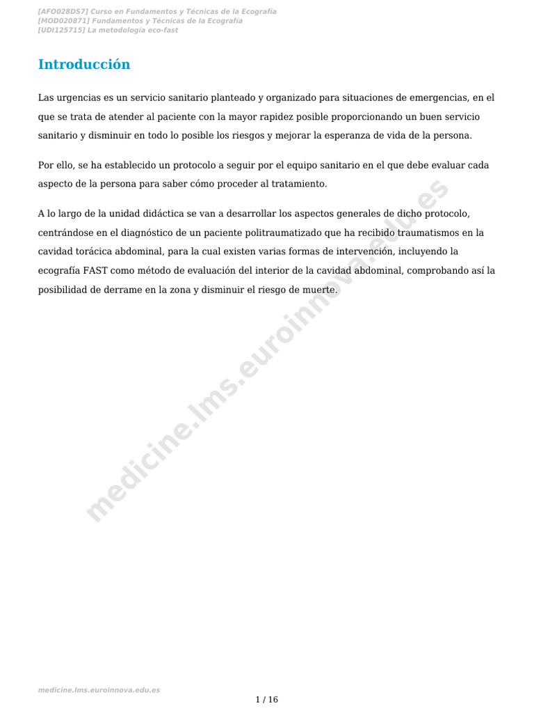 La Metodología Eco-Fast 4 | PDF | Lesión | Ultrasonido médico