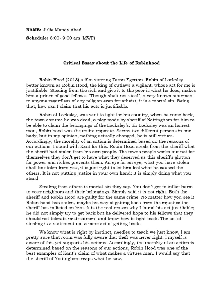Life of Robinhood | PDF | Robin Hood | Reason