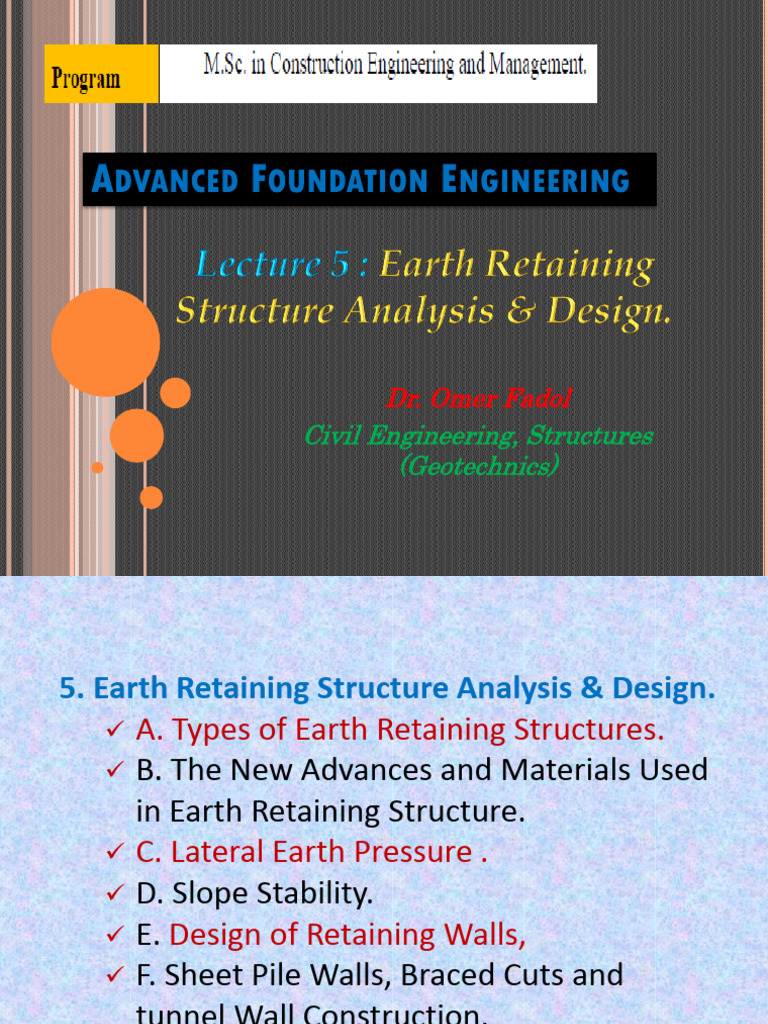 Retaining Structures Analysis and Design | PDF | Deep Foundation | Tunnel