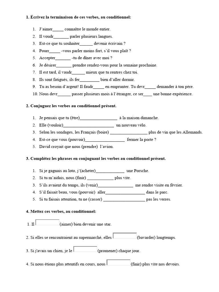 Conditionnel - Present - Exercices | PDF | Verbe