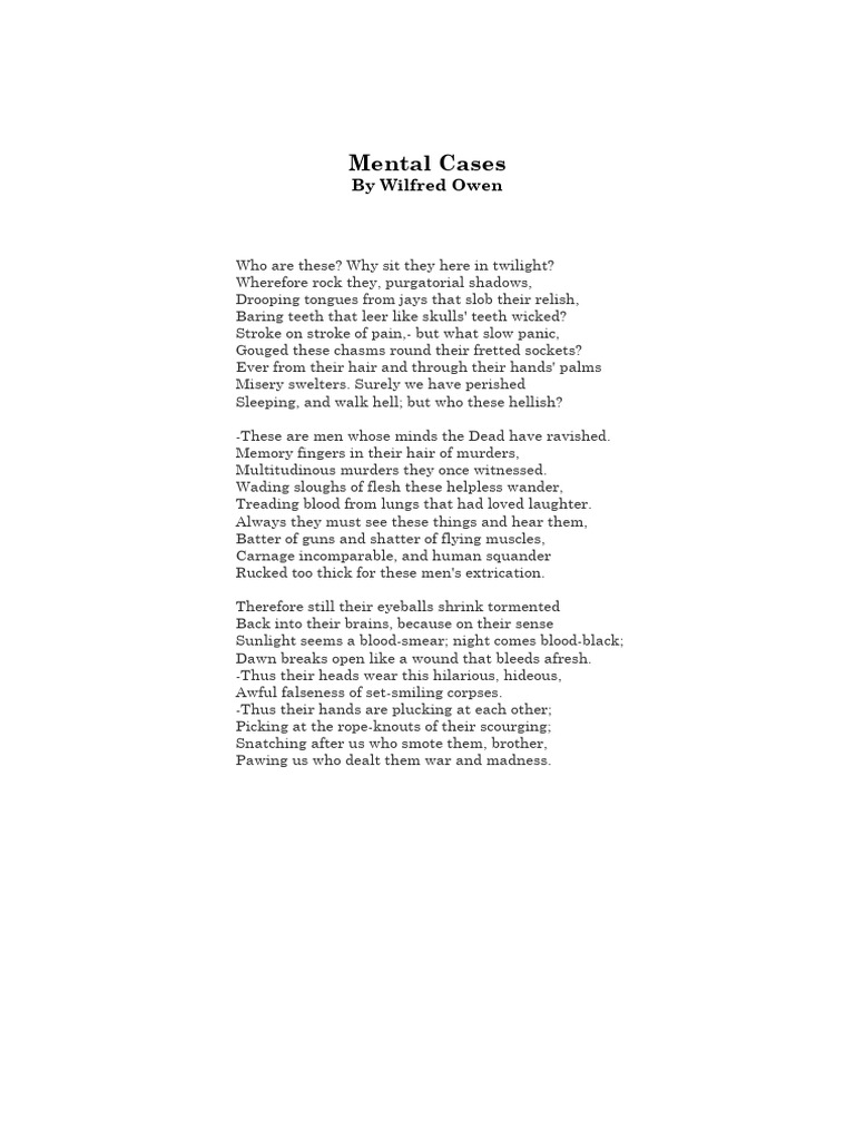 Wilfred Owen Mental Cases | PDF