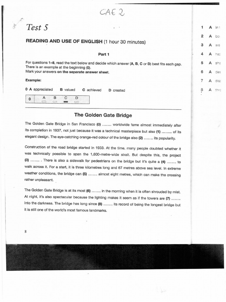 CAE 2 Exams Test 5 | PDF
