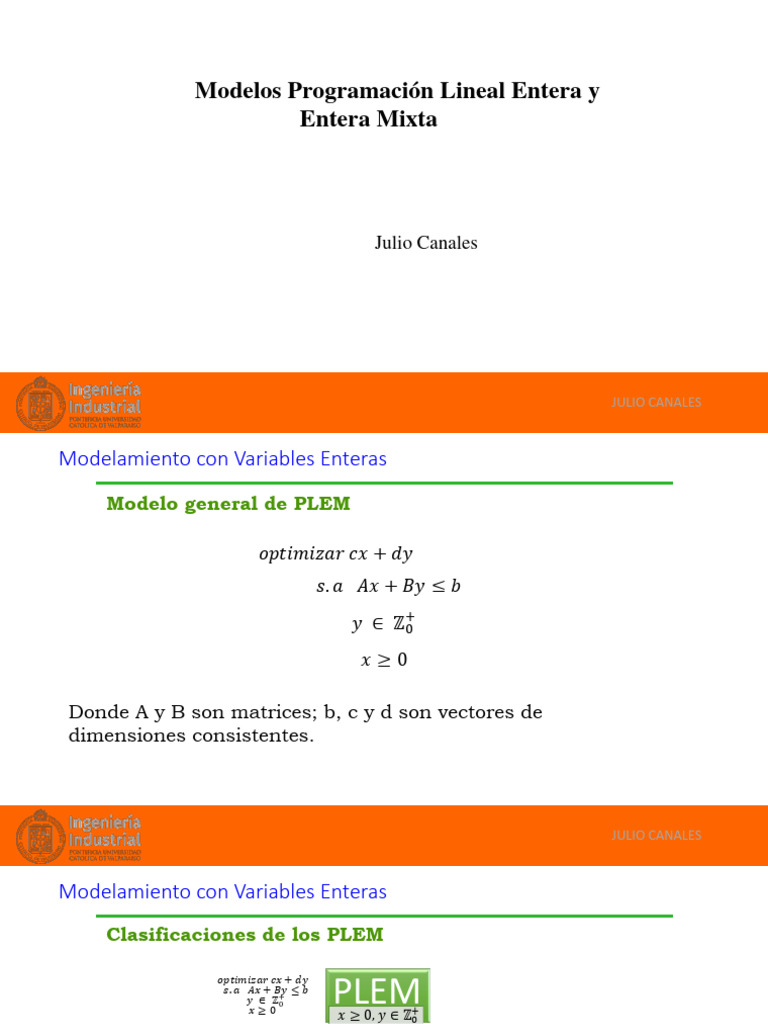 03 Programacion Lineal Entera y Entera Mixta | PDF | Programación lineal | Optimización Matemática