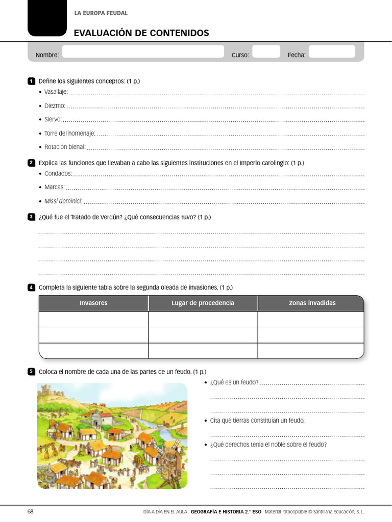 Solucionario Historia y Geografía 2º ESO Santillana Tema 2 | PDF | Feudalismo | Nobleza