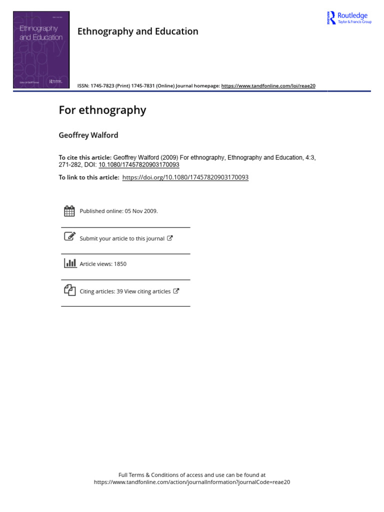 For Ethnography | PDF | Ethnography | Quantitative Research