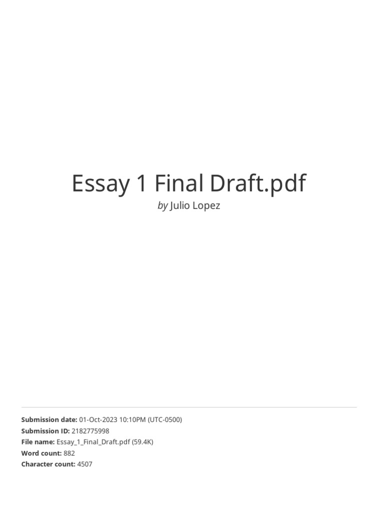 Essay 1 Final Draft | PDF | Proofreading | Editing