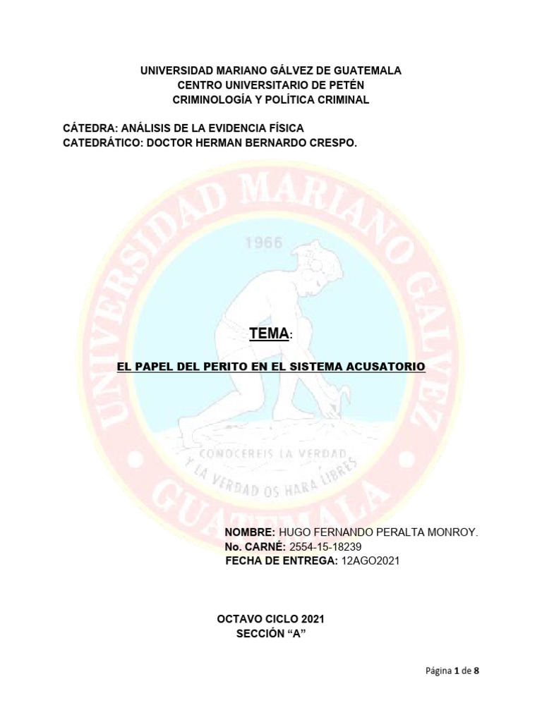 El Perito En El Sistema Penal Acusatorio Pdf Testigo Experto