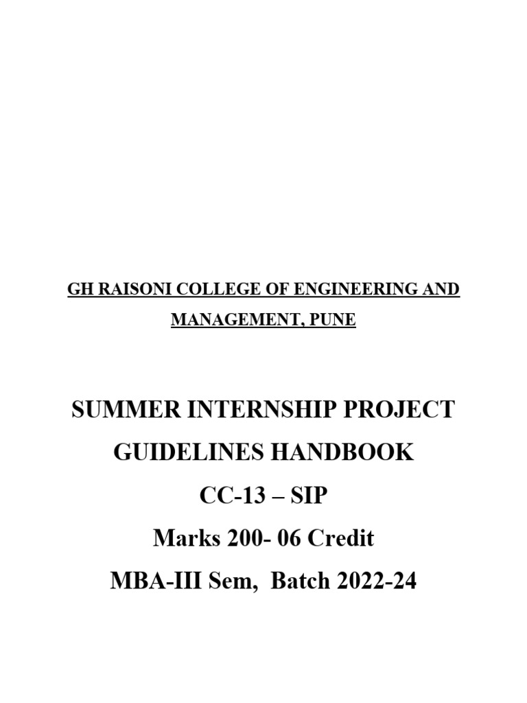 Revised SIP Guidebook (MBA 2021-23) | PDF | Marketing | Data Analysis