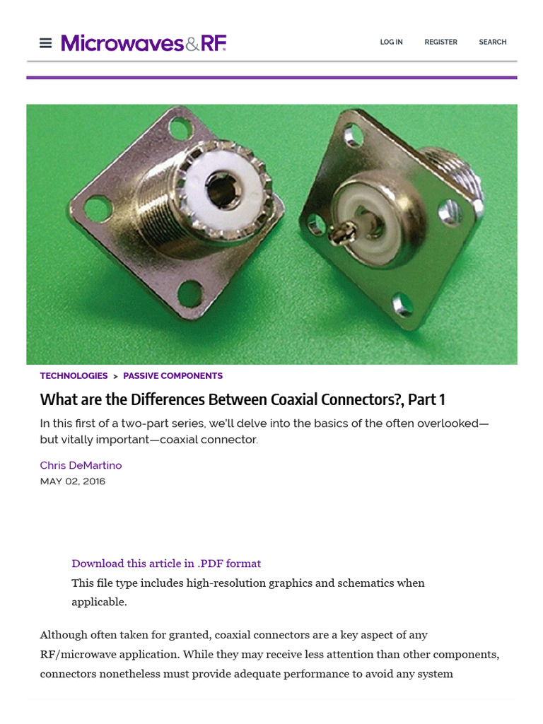 What Are The Differences Between Coaxial Connectors - , Part 1 - Microwaves & RF | PDF ...