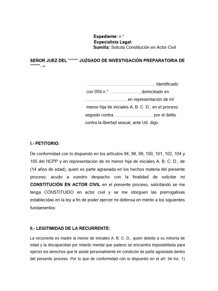 Modelo Actor Civil | PDF