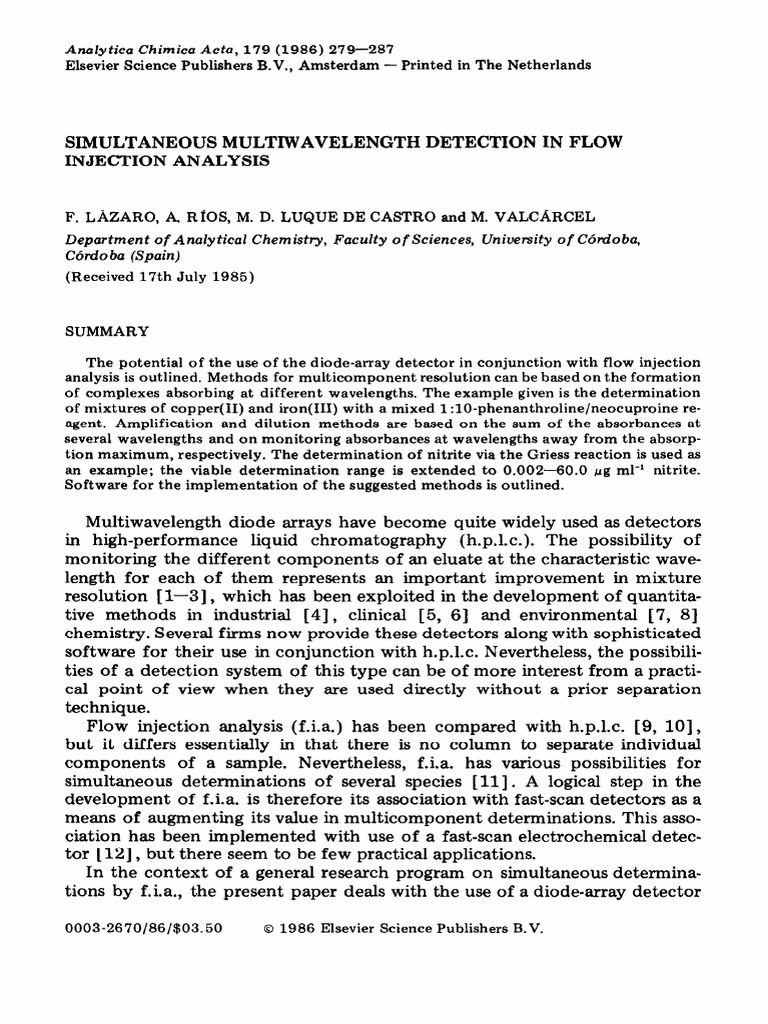Simultaneous Multiwavelength Detection Pdf Absorbance Chemistry
