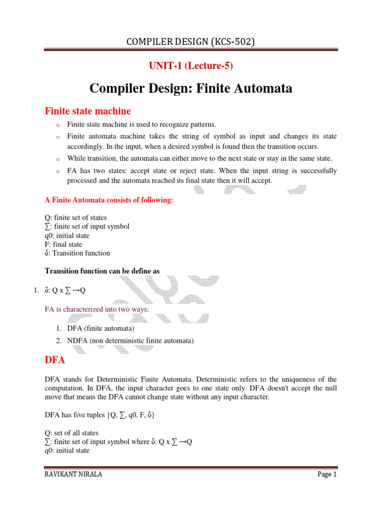 Compiler Design Unit-1 - 5 | Download Free PDF | Computational Science | Computing