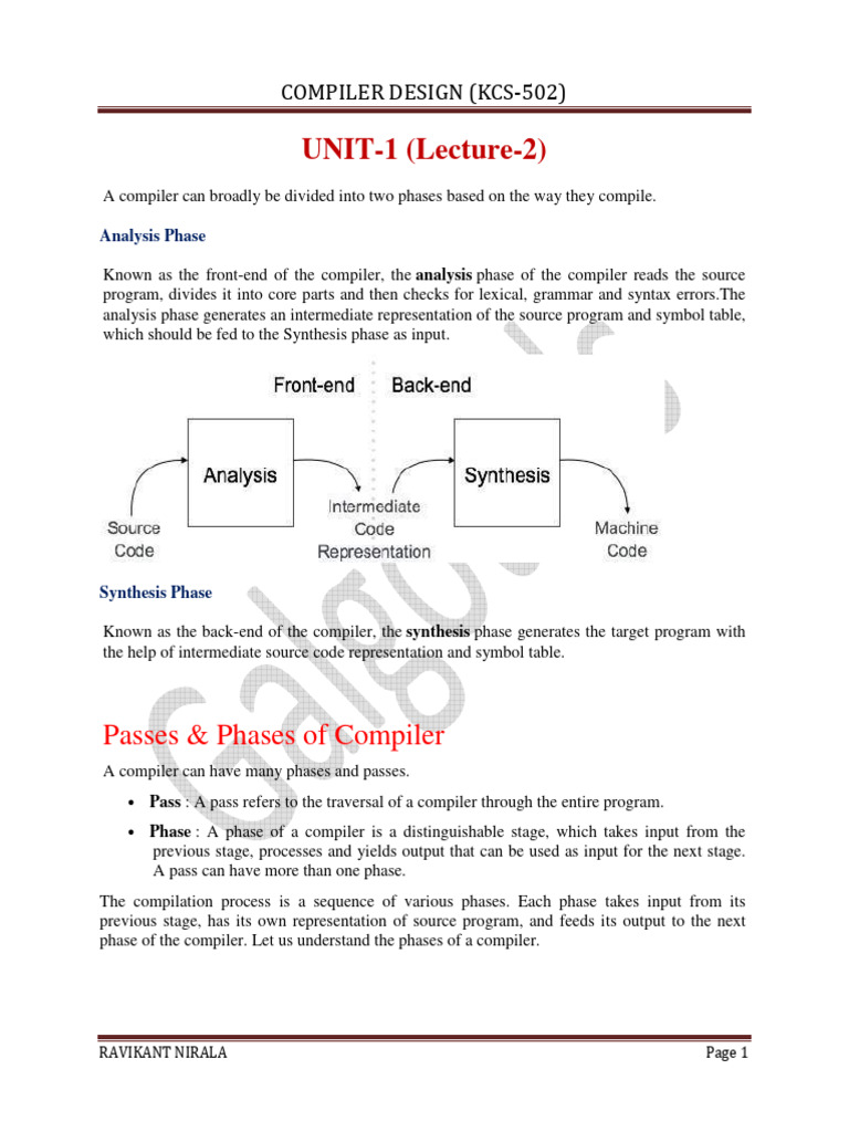 Compiler Design Unit-1 - 2 | PDF | Parsing | Compiler Compiler Design Unit-1 - 2 | PDF | Parsing | Compiler