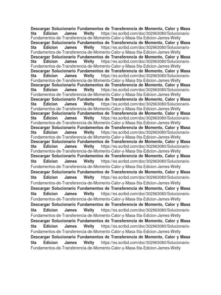 Solucionario Welty: Transferencia de Momento | PDF