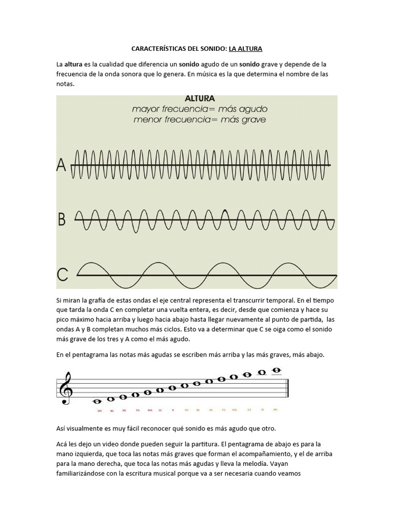 Características Del Sonido. Altura | PDF | Sonido | Pitch (Música)