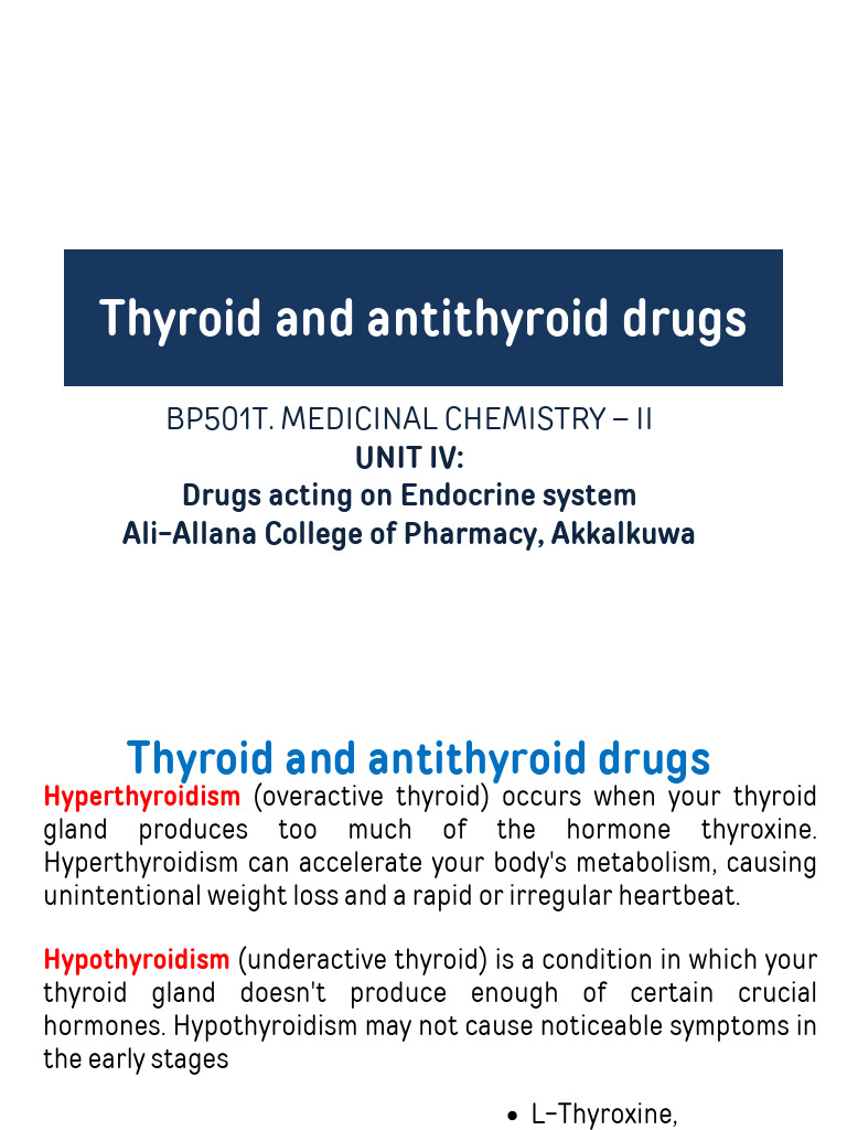 Antithyroid Drugs Overview and Uses | PDF | Hyperthyroidism ...