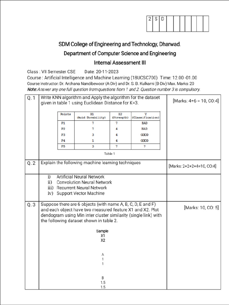 IA 3 AIML QP and Scheme Final 20-11-23 | PDF